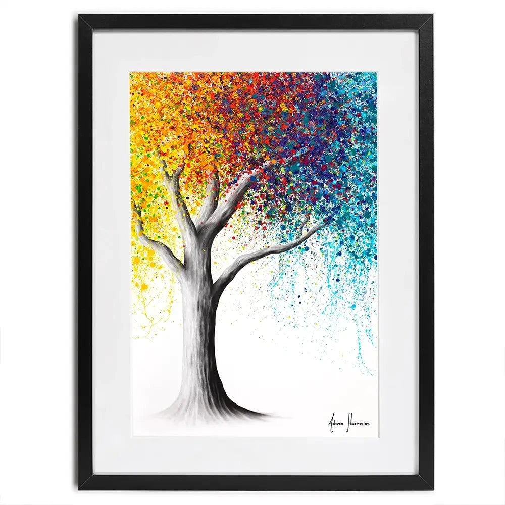 Rainbow Rollicking Tree Framed Art Print
