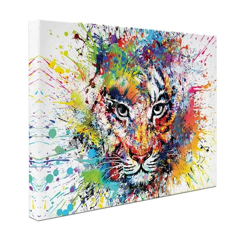 Multicoloured Tiger Paint Splash Canvas Print | Colourful Tiger Canvas ...