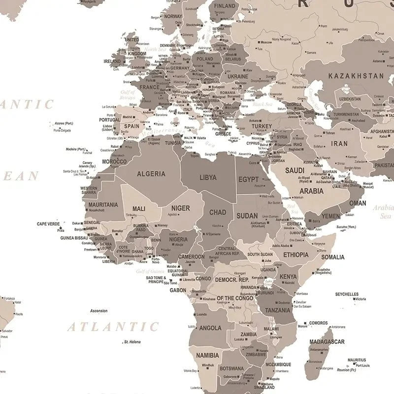 World Map Sepia Framed Art Print – Art Print Shop