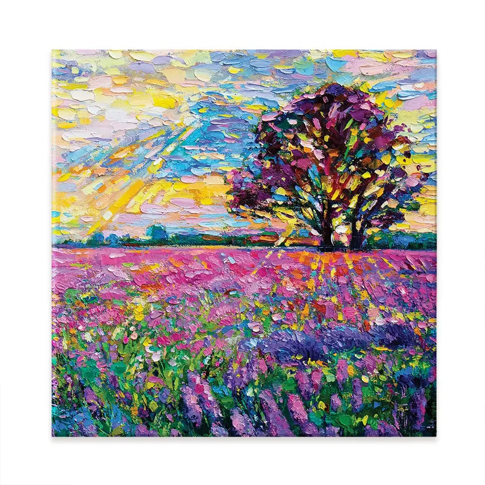 A Field Filled With Colour Square Canvas Print