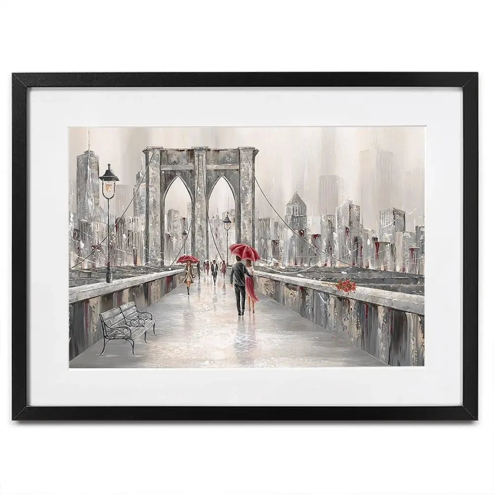 A Walk On Brooklyn Bridge Framed Art Print