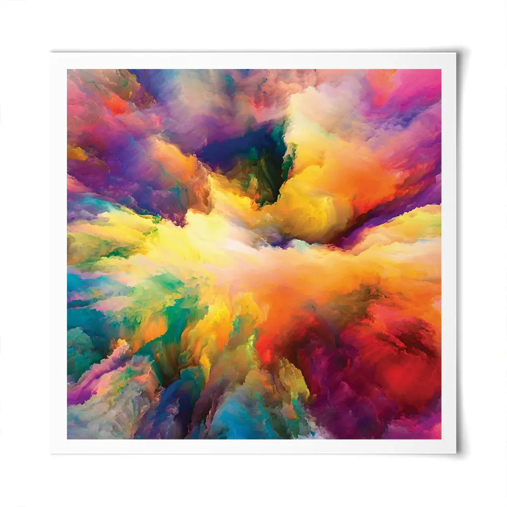 Abstract Colour Explosion Square Art Print