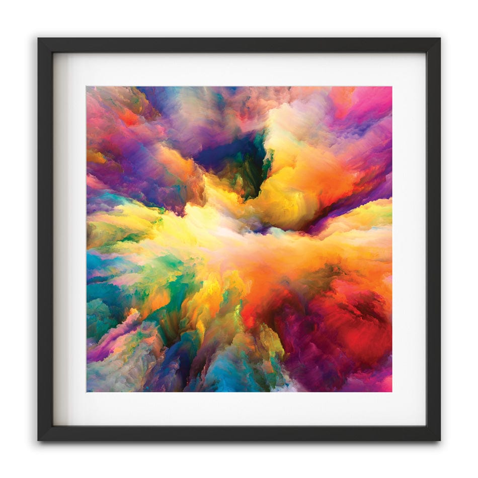 Abstract Colour Explosion Square Framed Art Print | Art