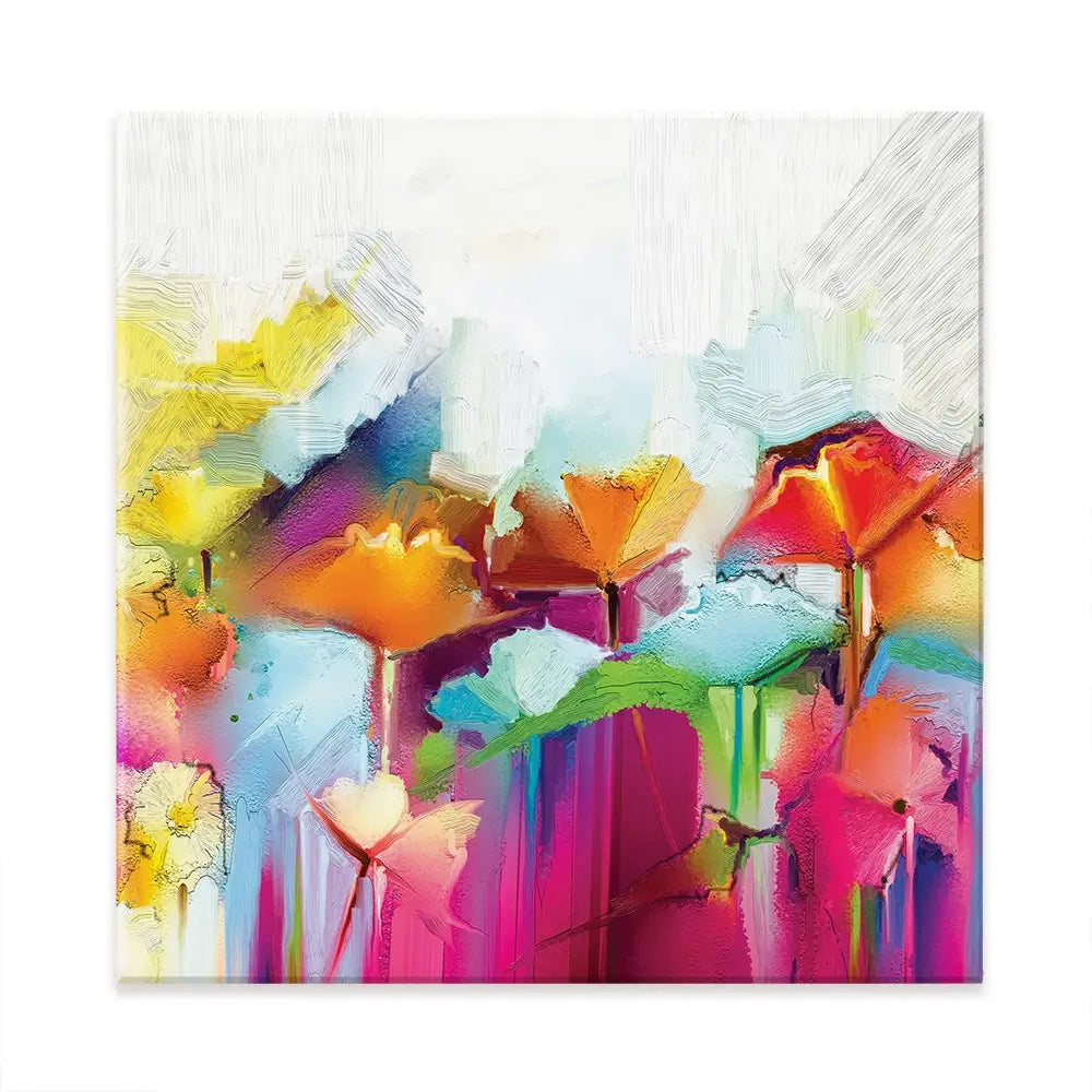 Abstract Flowers Square Canvas Print