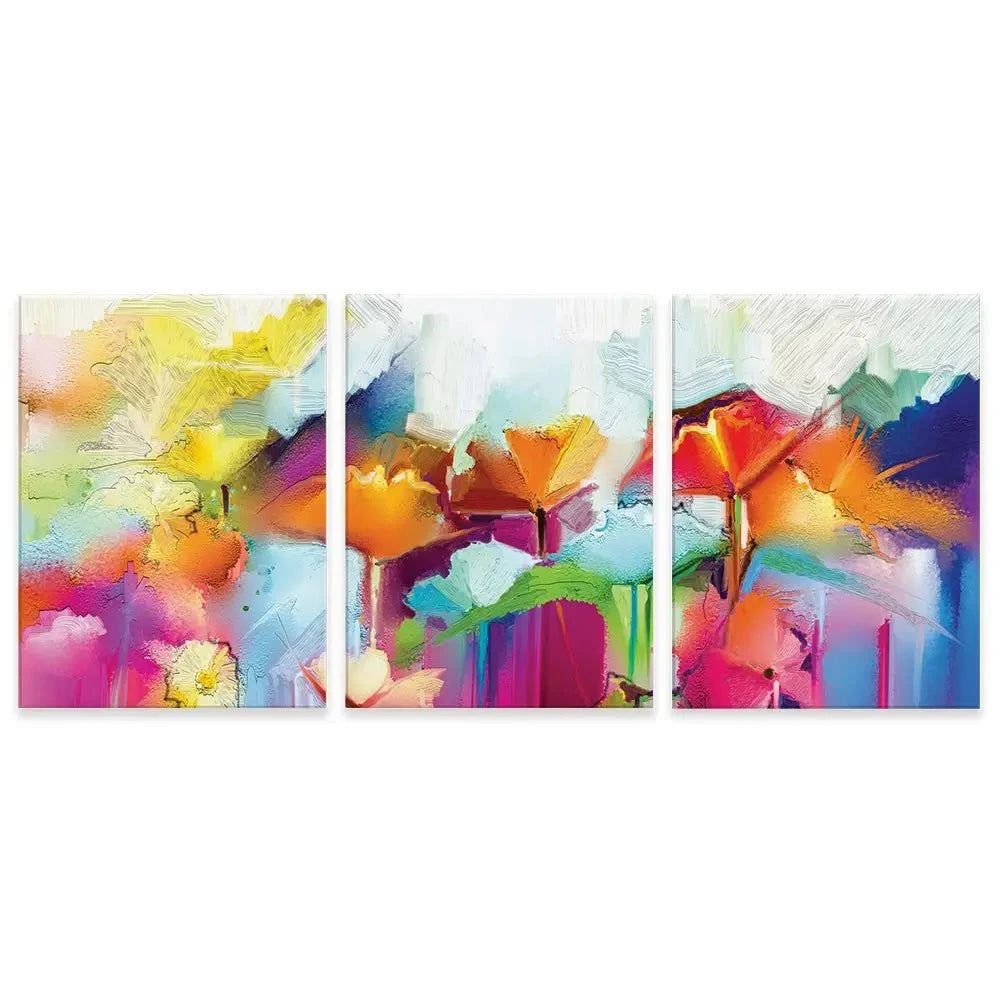 Abstract Flowers Trio Canvas Print
