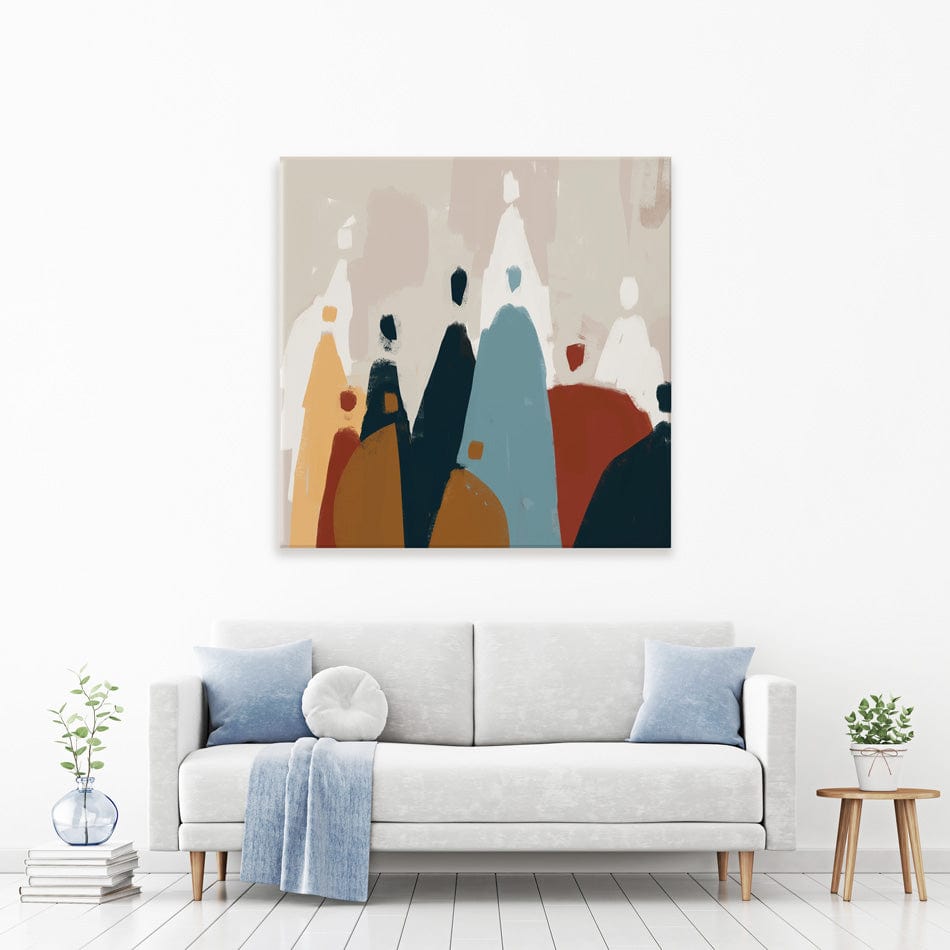 Abstract Group Of People Square Canvas Print