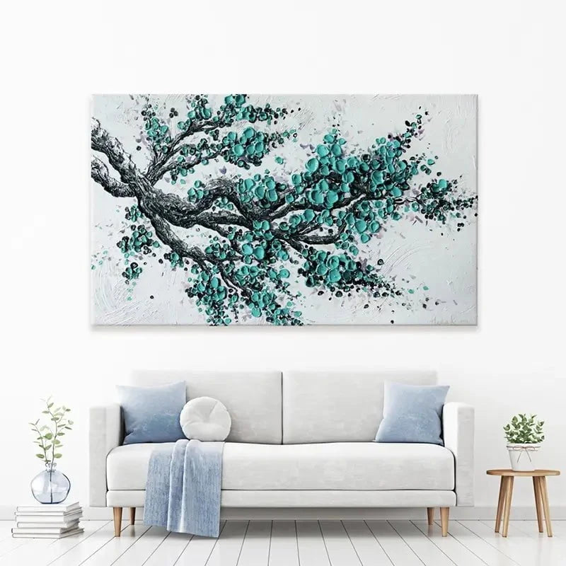 Big Bloom Turquoise Canvas Print
