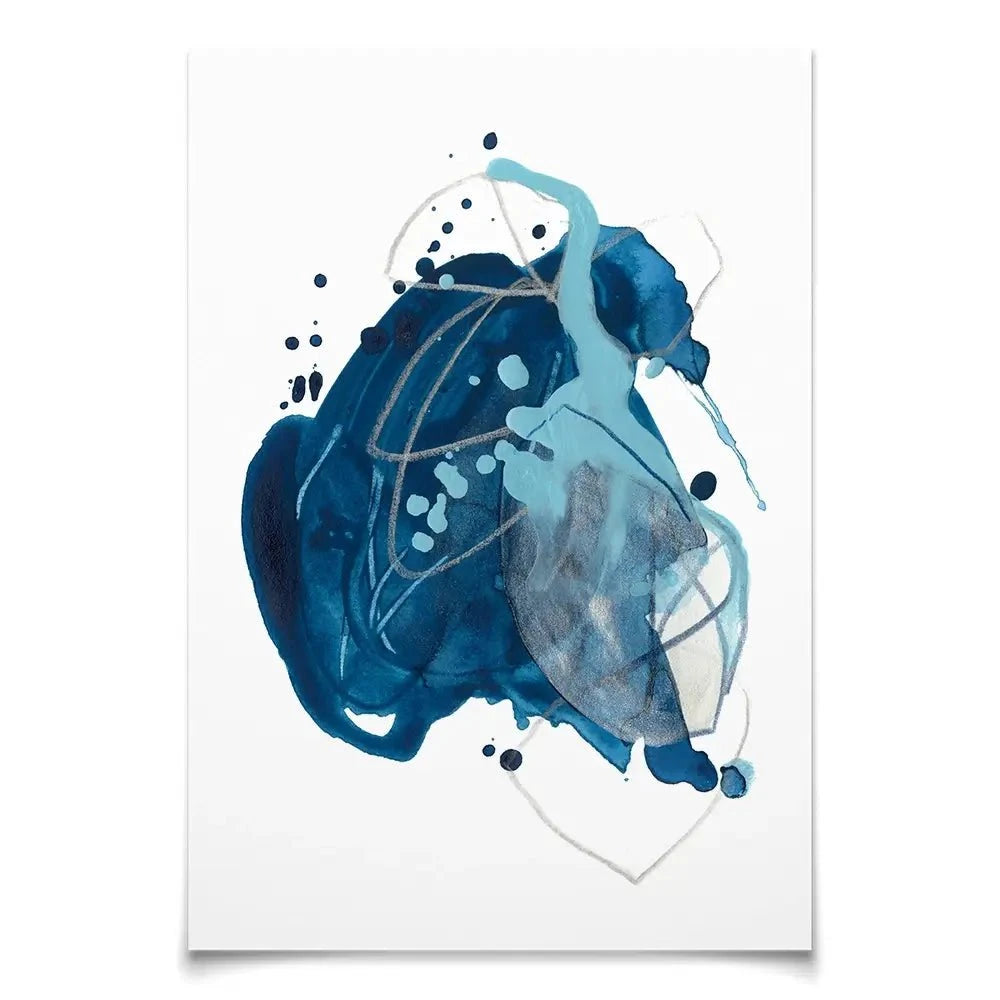 Blue Ink Blot Art Print
