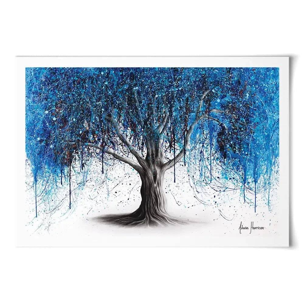 Blue Midnight Tree Art Print