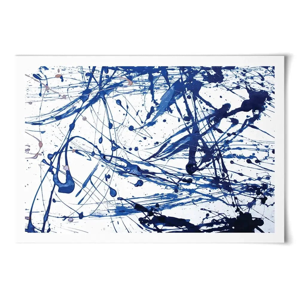 Blue Paint Spatter Art Print