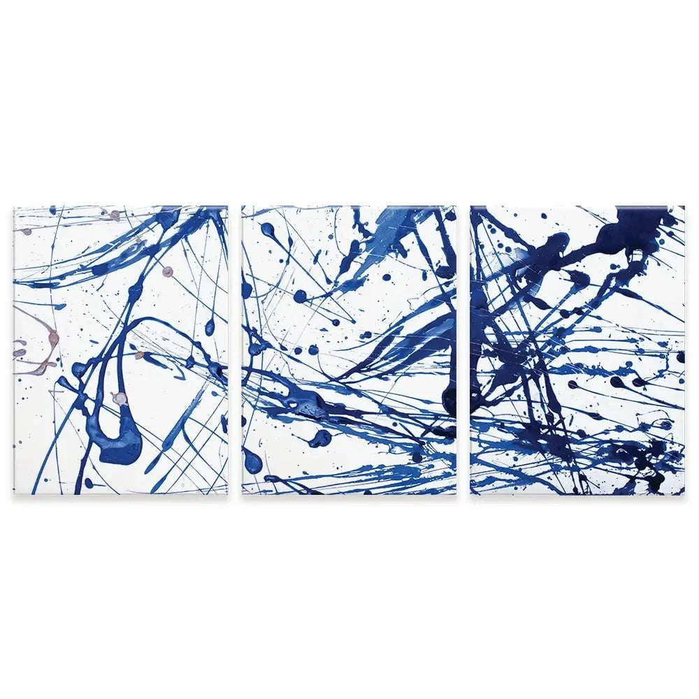 Blue Paint Spatter Trio Canvas Print