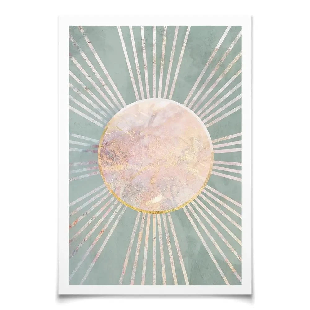 Boho Sun Pale Green 1 Art Print