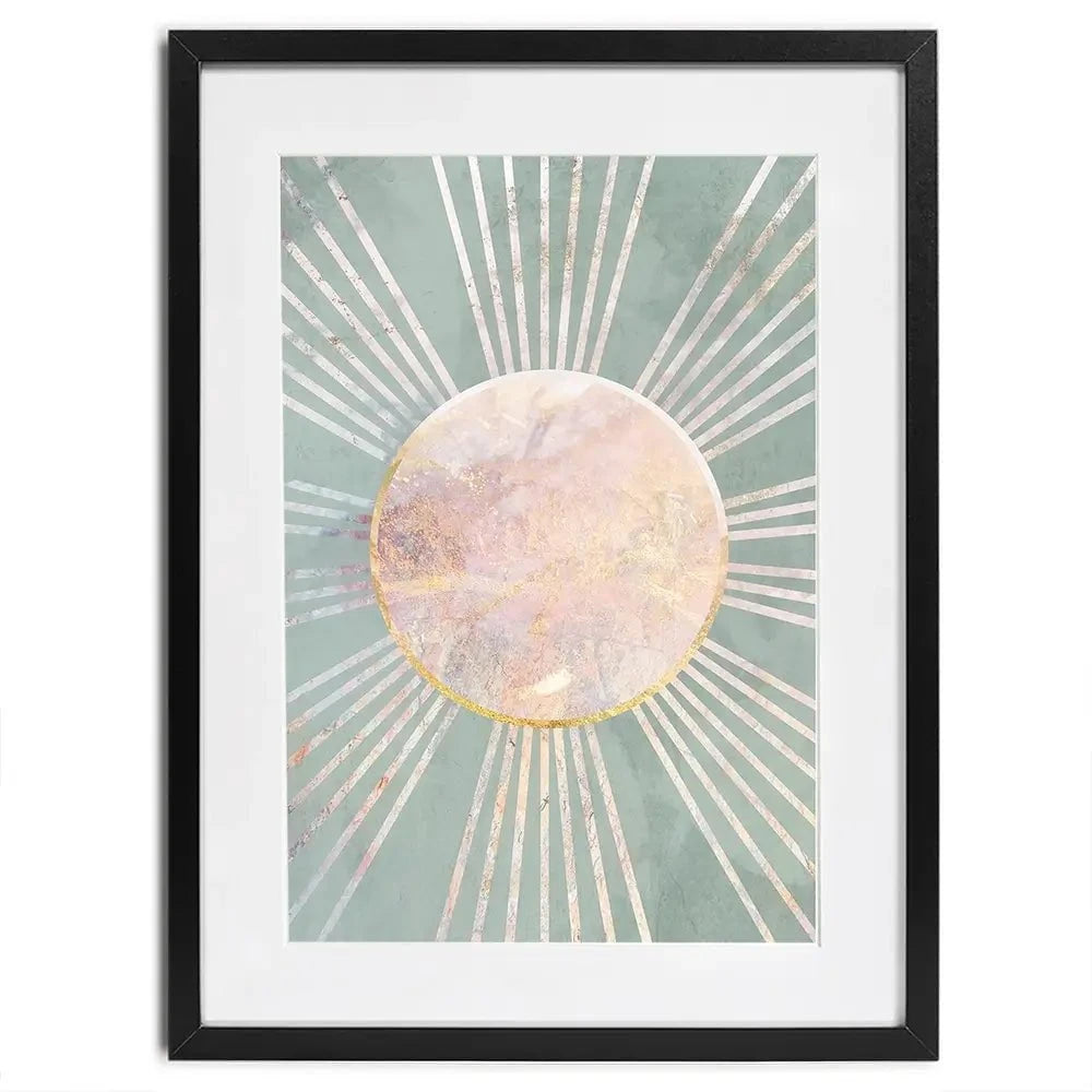 Boho Sun Pale Green 1 Framed Art Print