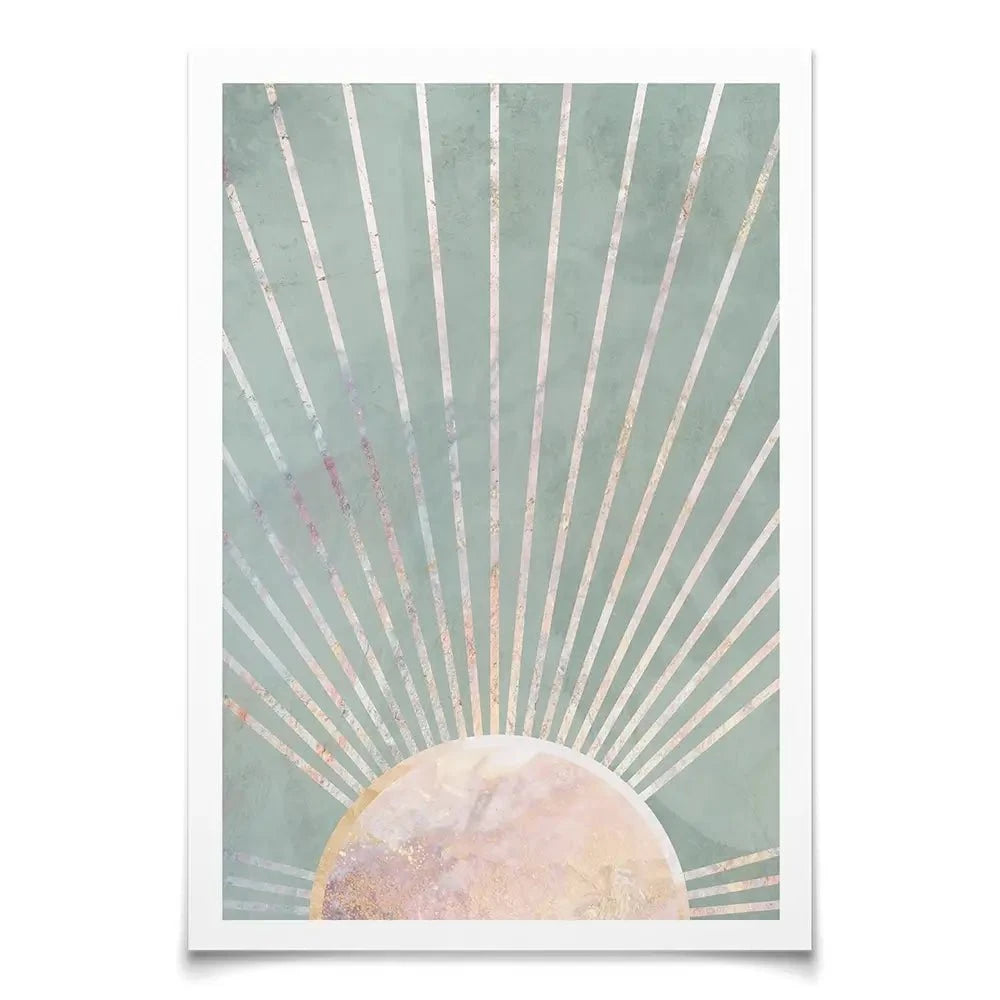 Boho Sun Pale Green 2 Art Print