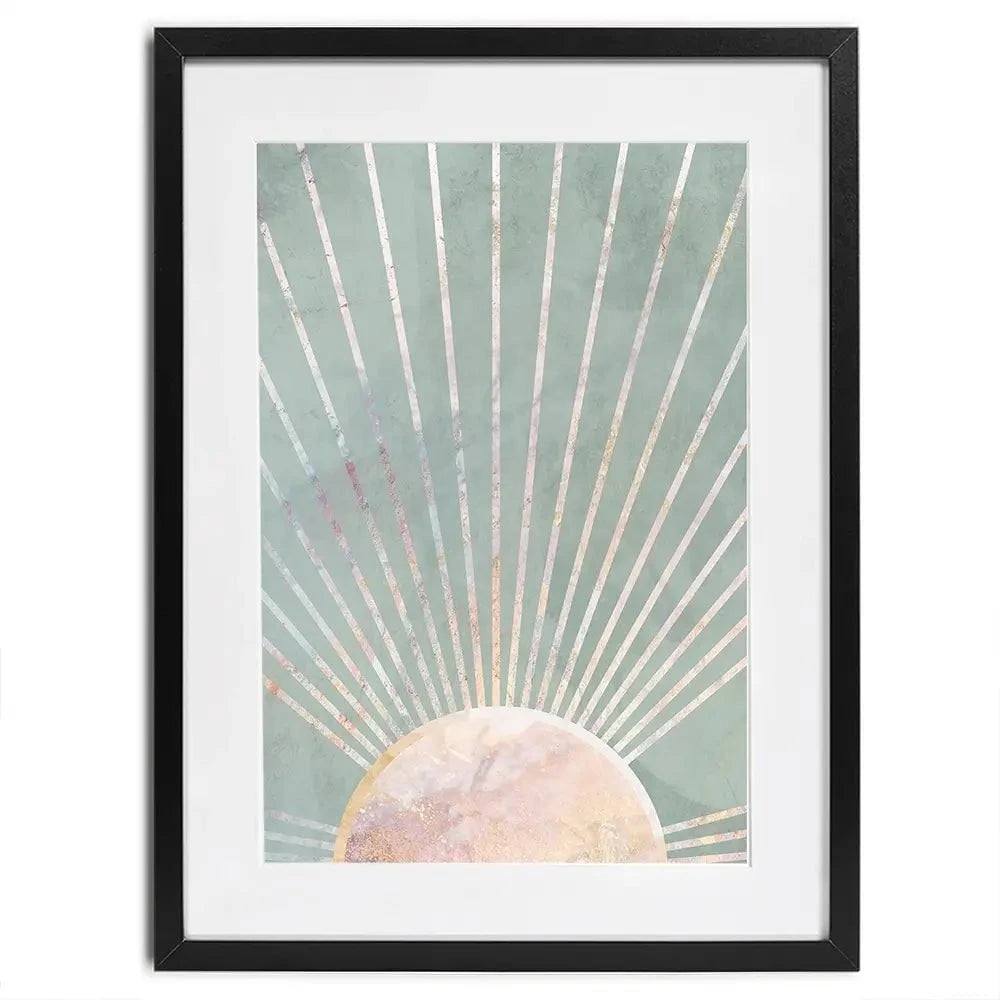 Boho Sun Pale Green 2 Framed Art Print