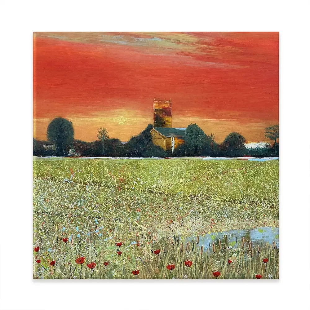 Church Scene Square Canvas Print