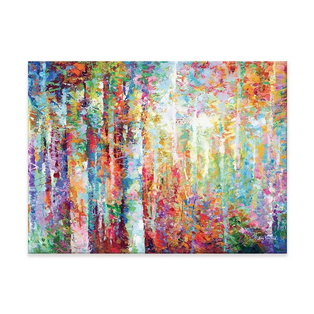 Colourful Abstract Birch Trees Canvas Print