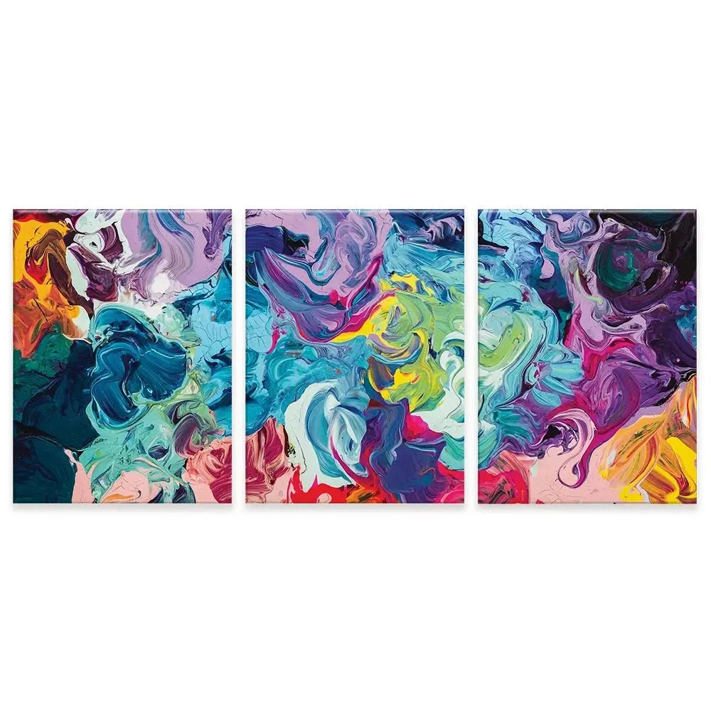 Colourful Abstract Trio Canvas Print