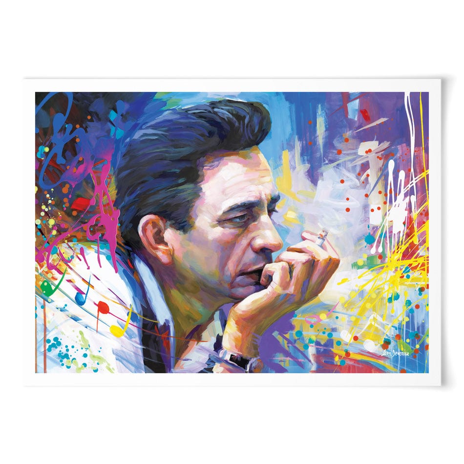Colourful Johnny Cash Art Print