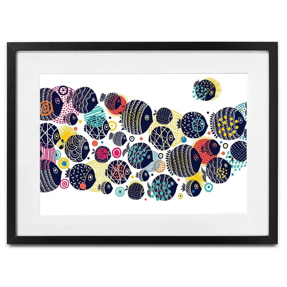 Colourful Swimming Fish Framed Art Print