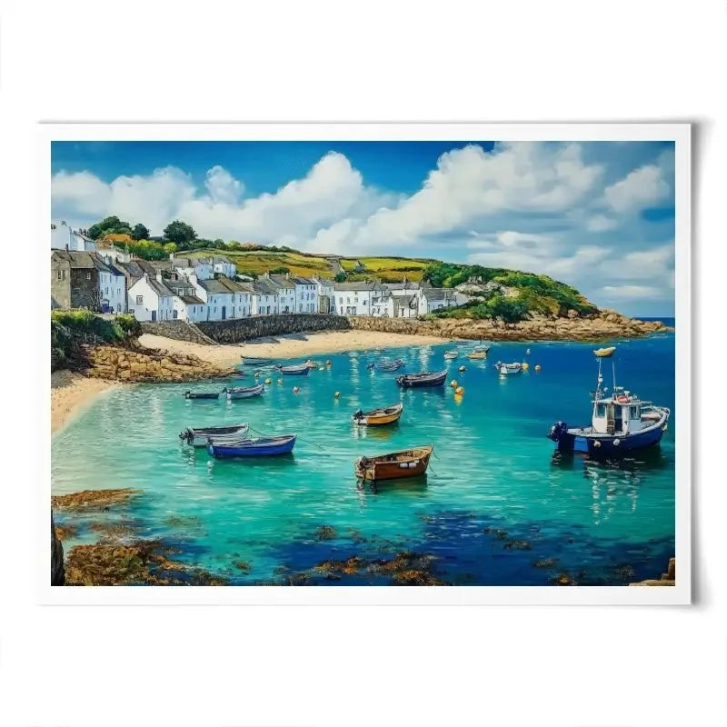 Cornwall Coastal Village Art Print