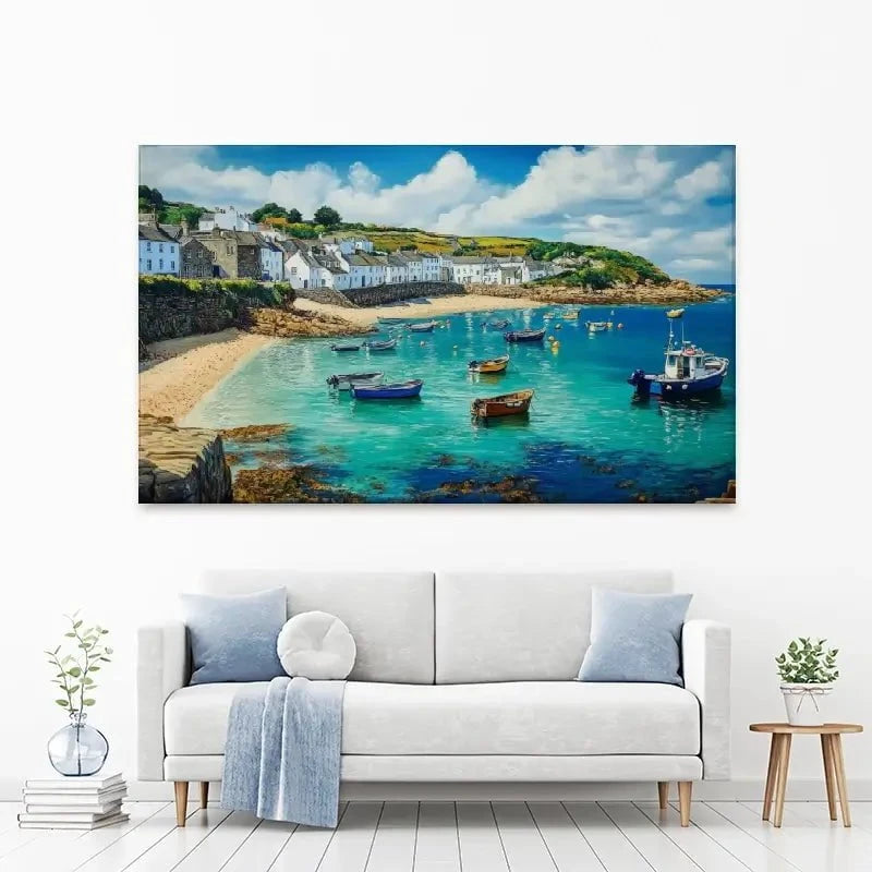 Cornwall Coastal Village Canvas Print