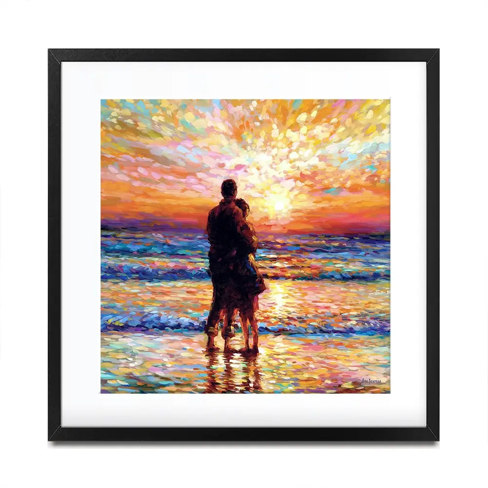 Couple At The Beach Square Framed Art Print