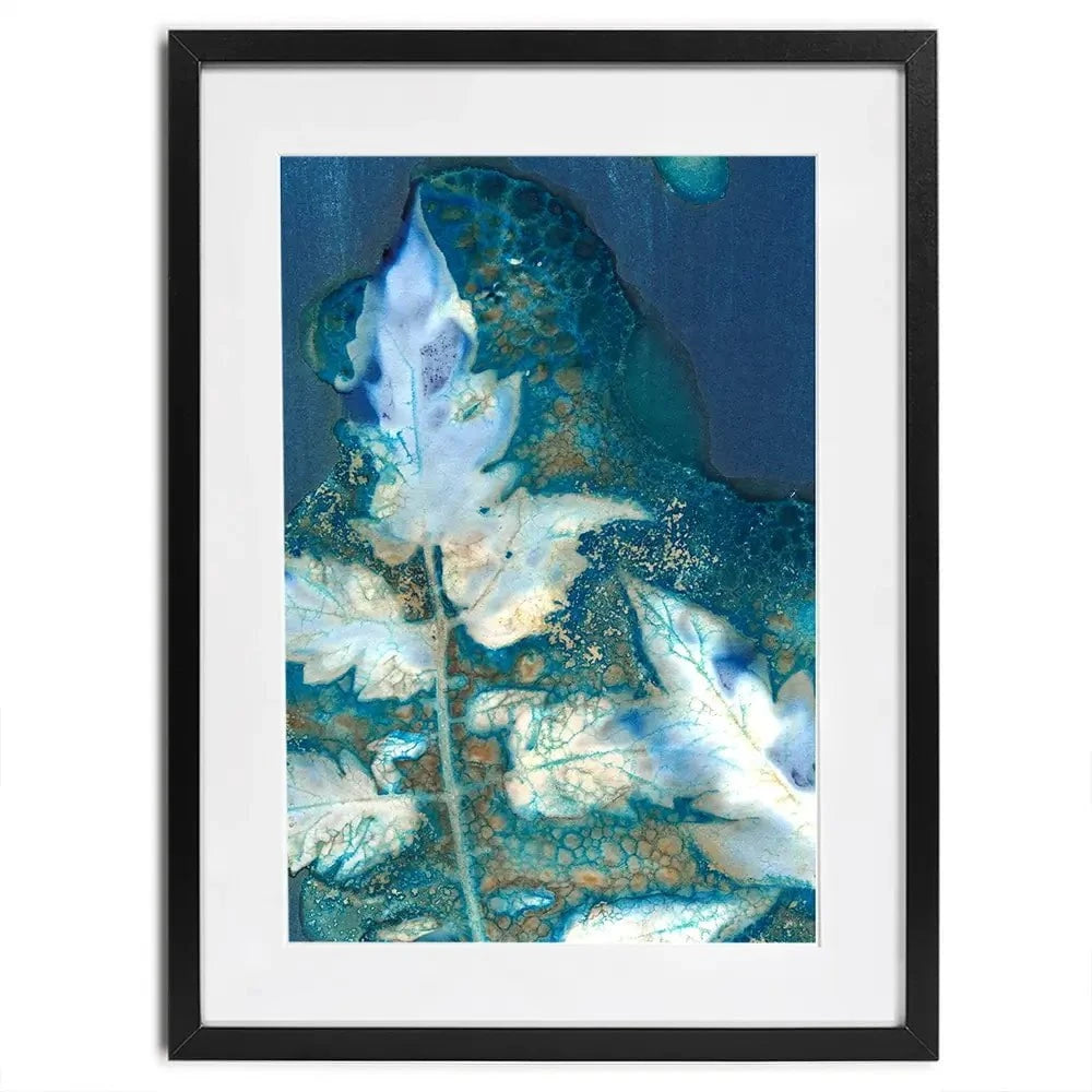 Cyanotype Leaves Framed Art Print