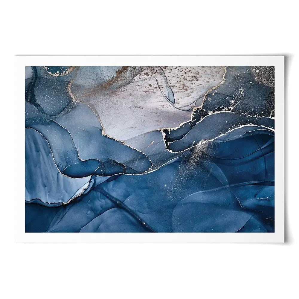 Dark Blue Marble Art Print | Dark Blue Marble Artwork Print Design