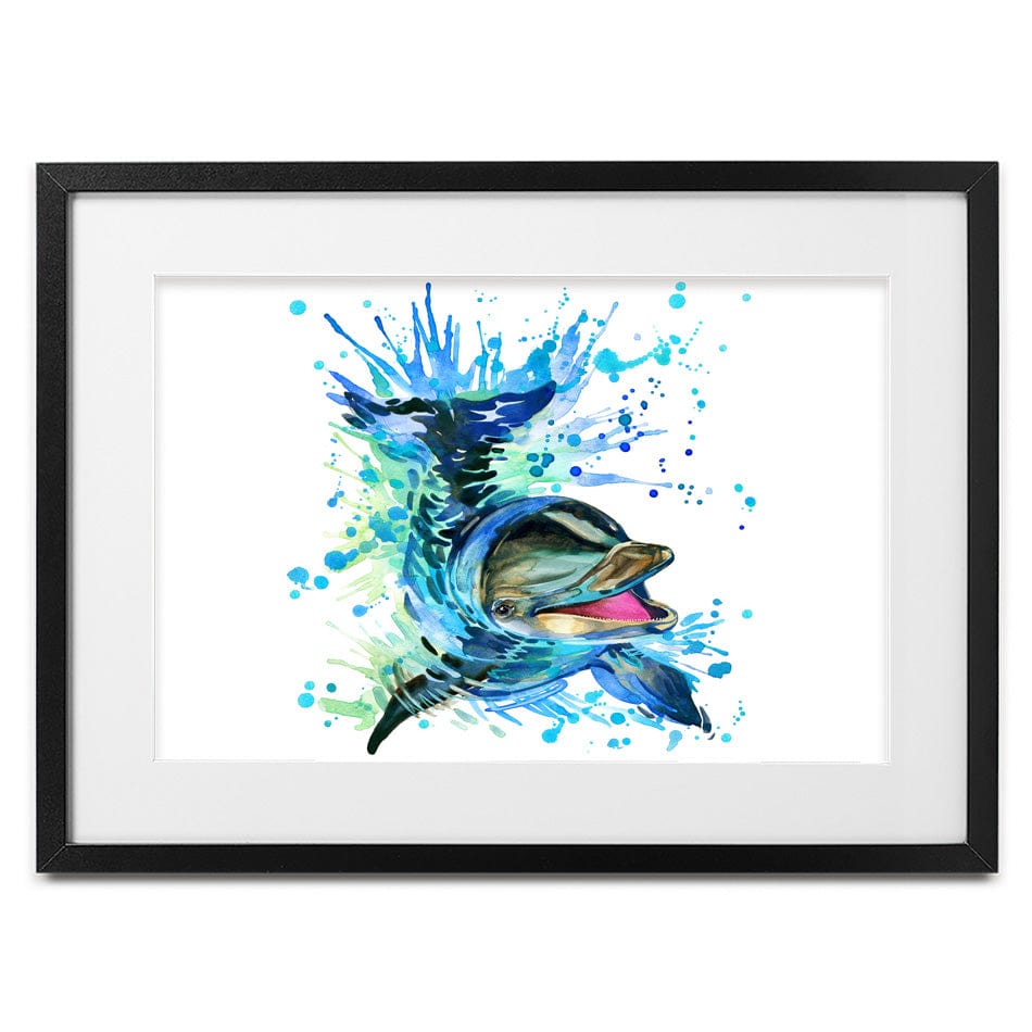 Dolphin Splash Framed Art Print