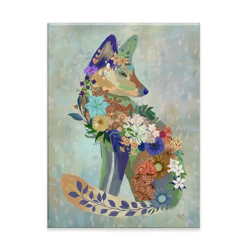 Fantastic Florals Fox Sitting Canvas Print