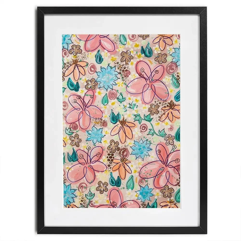 Flower Power Pink Framed Art Print