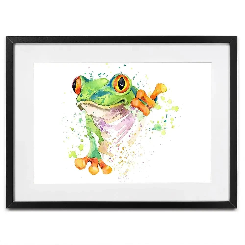 Frog Paint Splash Framed Art Print