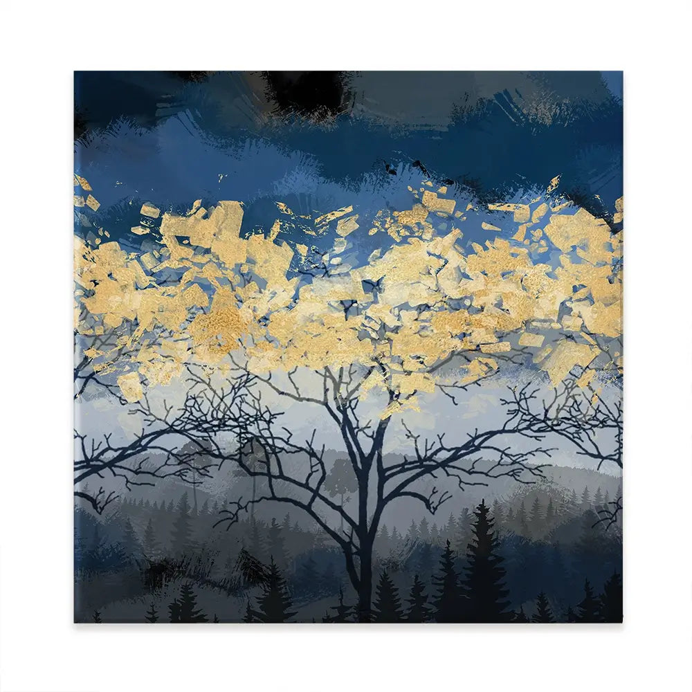 Golden Trees Square Canvas Print