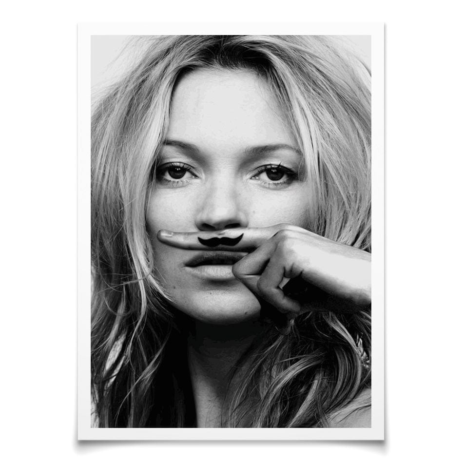 Kate Moss Moustache Art Print – Art Print Shop