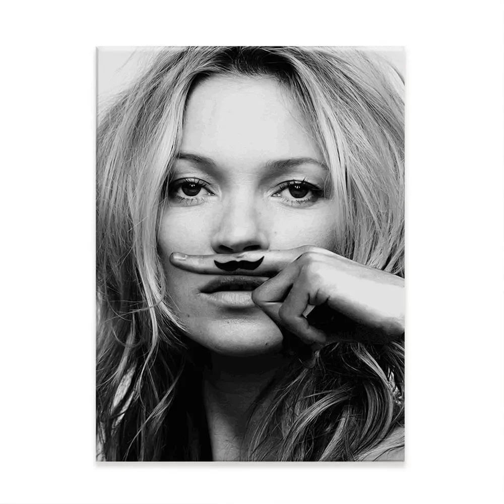 Kate Moss Moustache Canvas Print