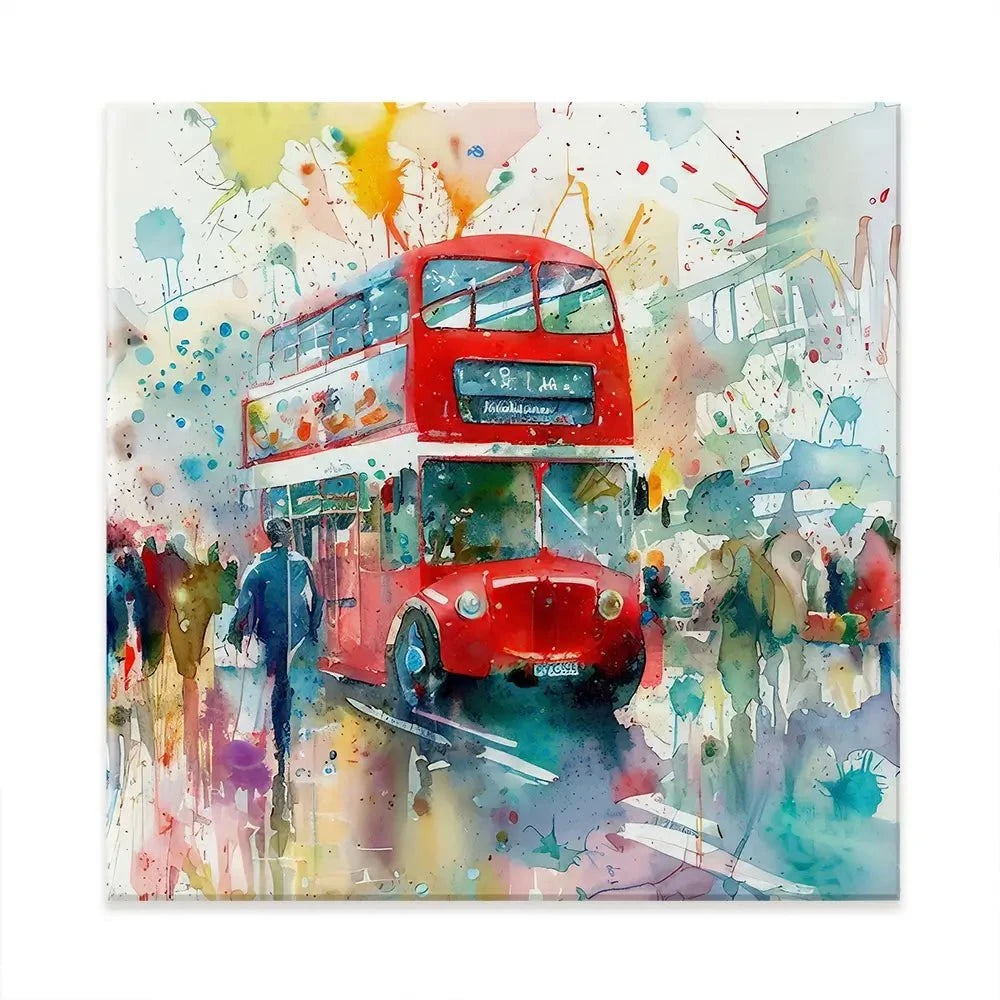 London Bus Square Canvas Print