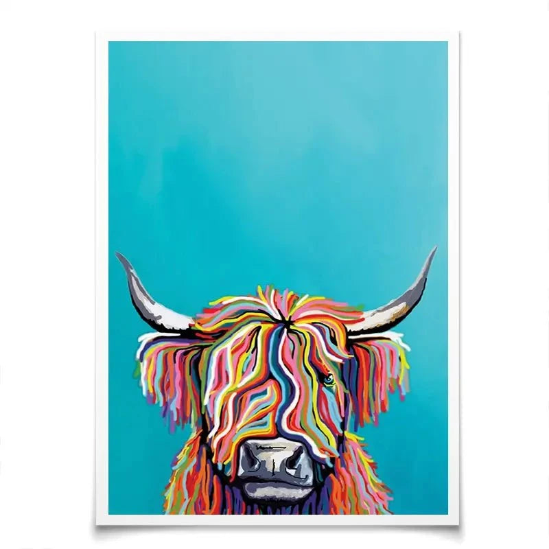 Multicoloured Cow Art Print