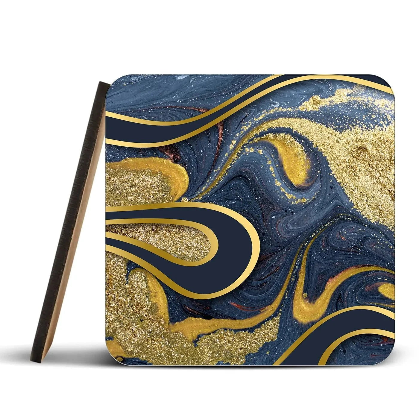 Navy Marble Coaster Set