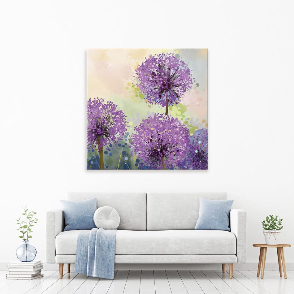 Purple Allium Square Canvas Print
