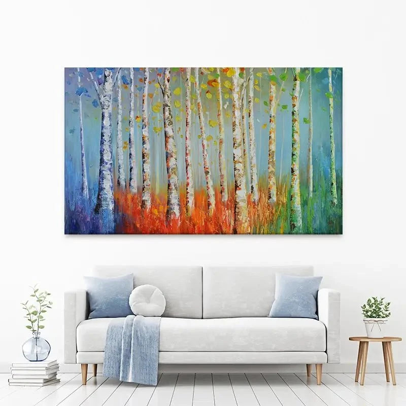 Rainbow Tree Trunks Canvas Print
