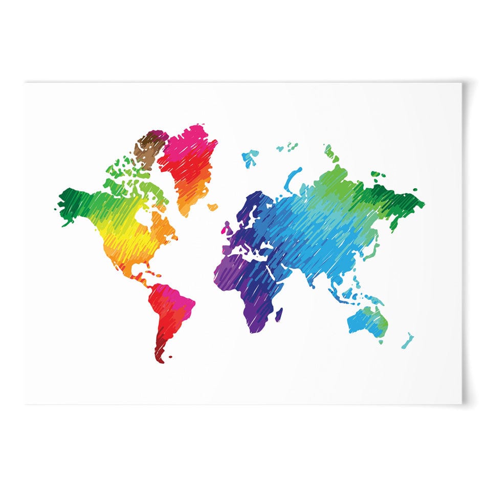 Rainbow World Map Art Print – Art Print Shop