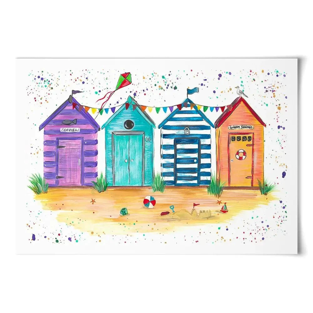 Sandy Shore Beach Huts Art Print