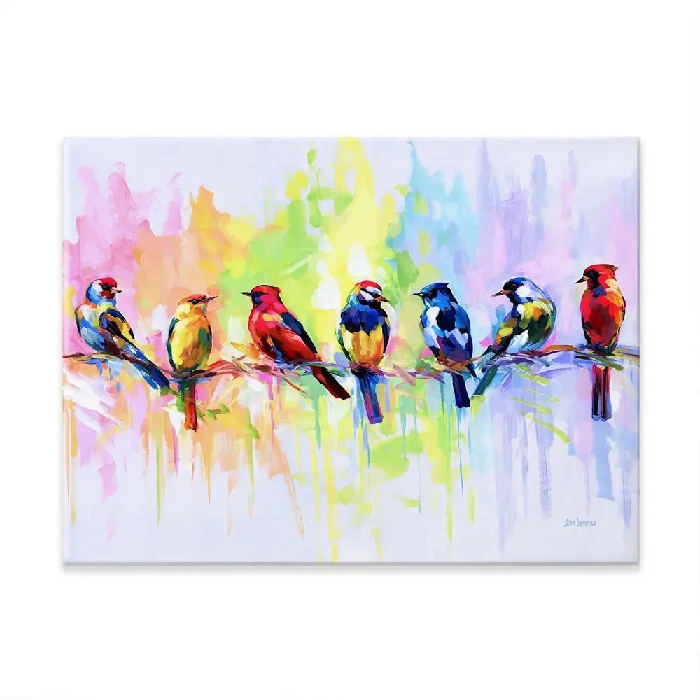 Seven Colourful Birds Canvas Print