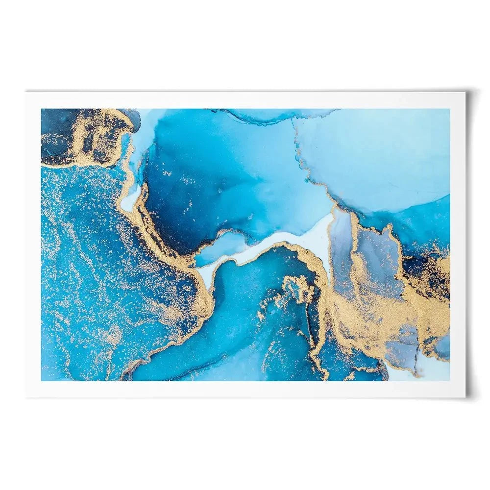 Sky Blue Marble Art Print