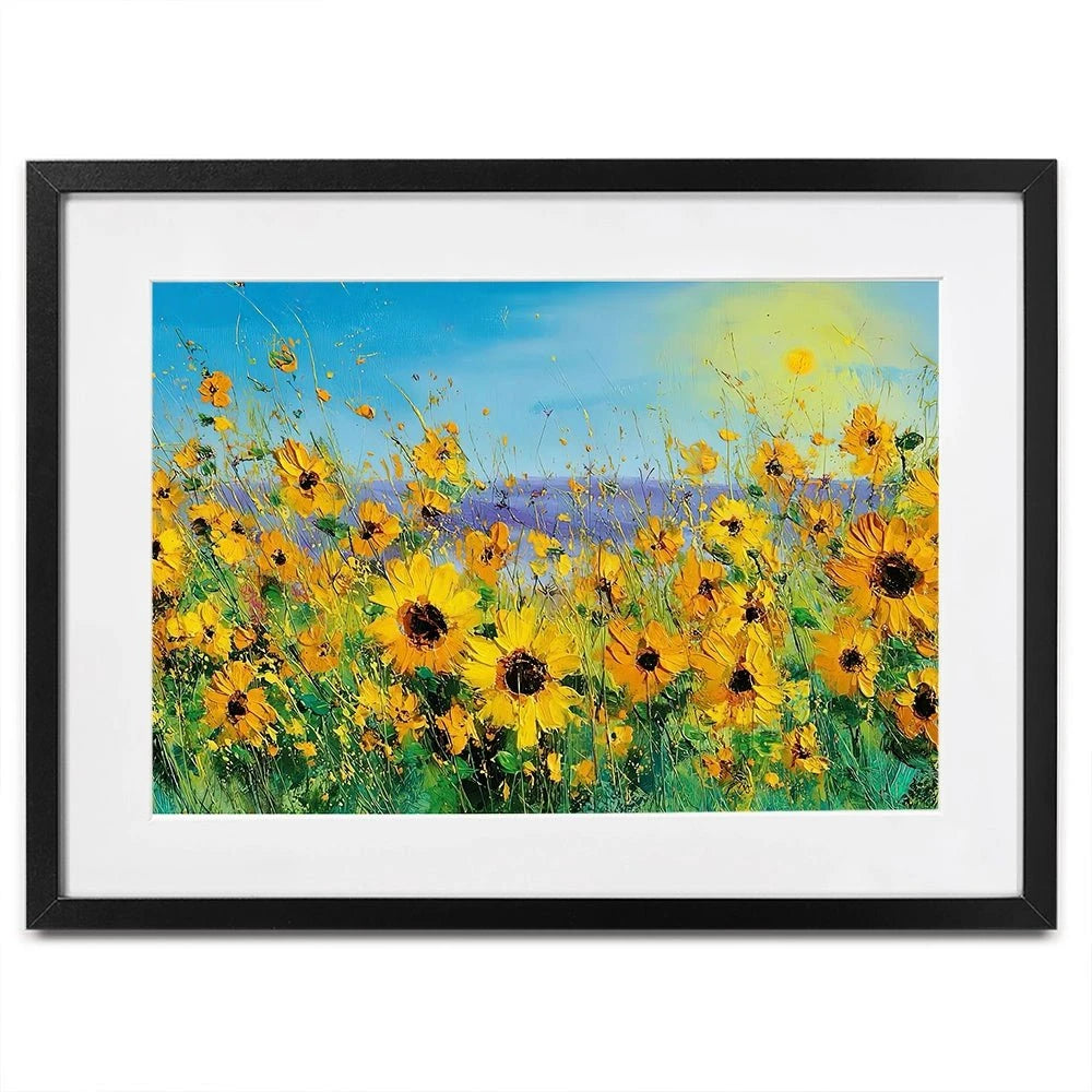 Sunflower Field Explosion Framed Art Print