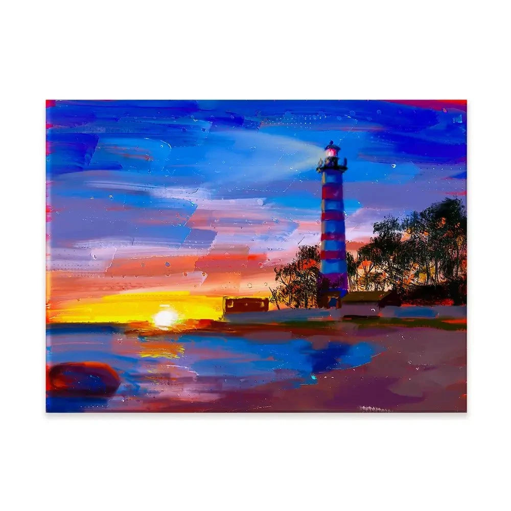 Sunset Lighthouse Scene Canvas Print