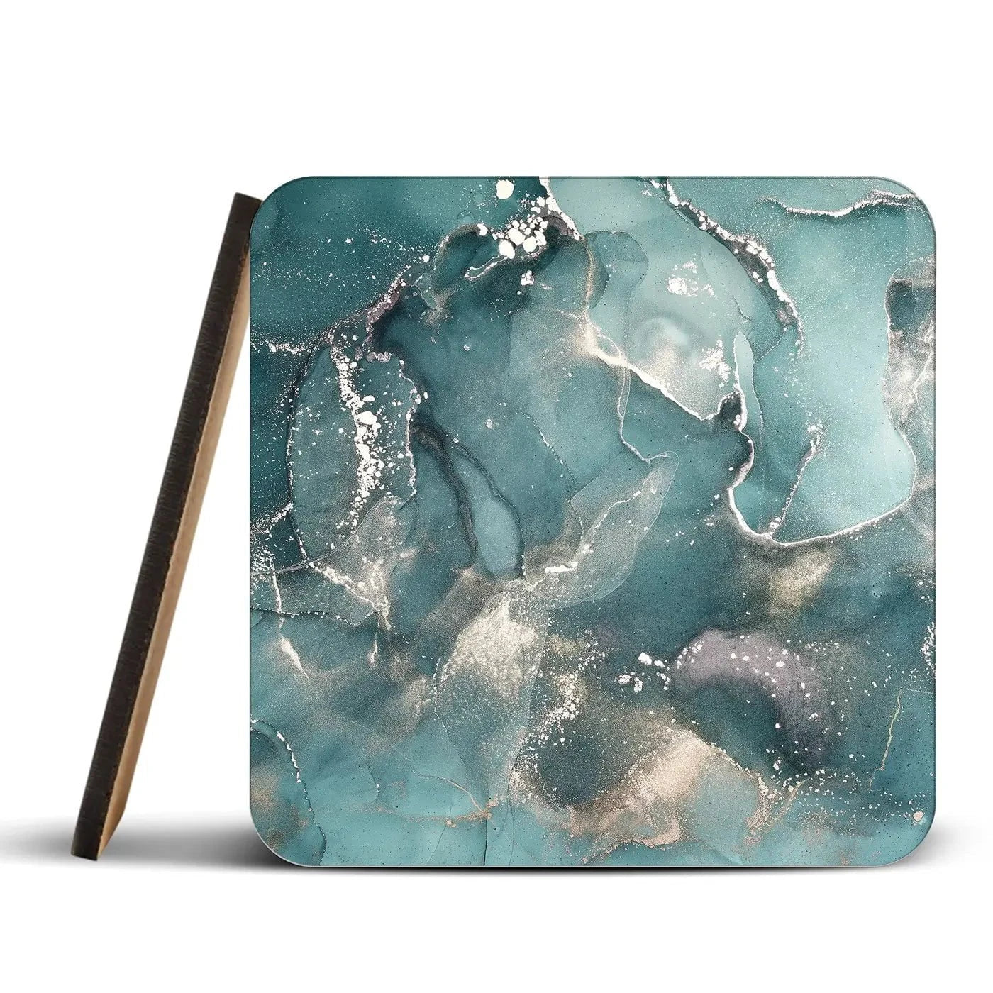 Teal Marble Coaster Set | Teal Marble Designer Coaster | Coasters Art