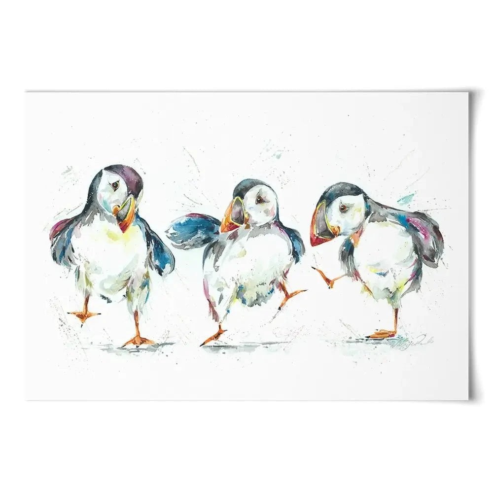 Three Puffins Art Print