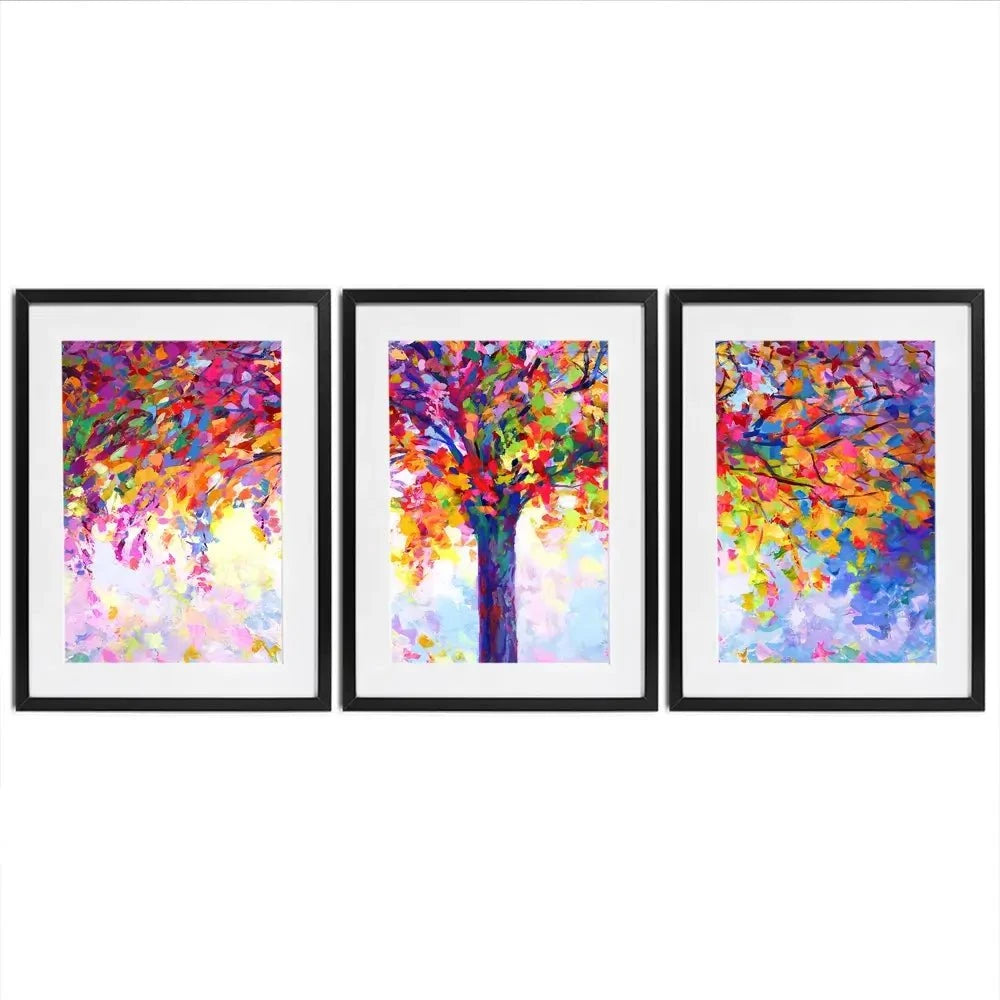 Tree Of Happiness Framed Art Print Trio | Tree Art Trio | Tree Artwork